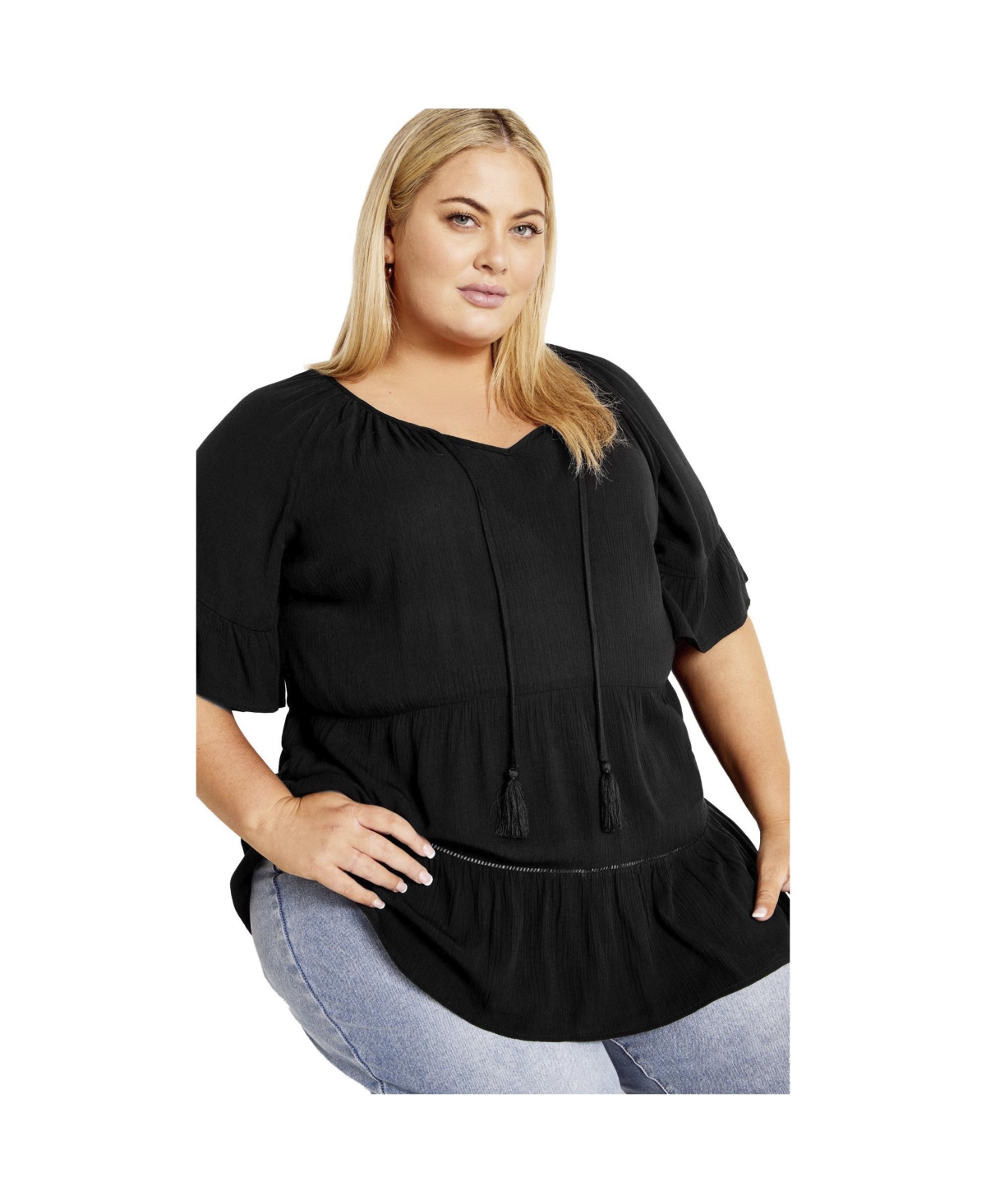 Click here for Avenue Womens Tess Plain Top - Black prices