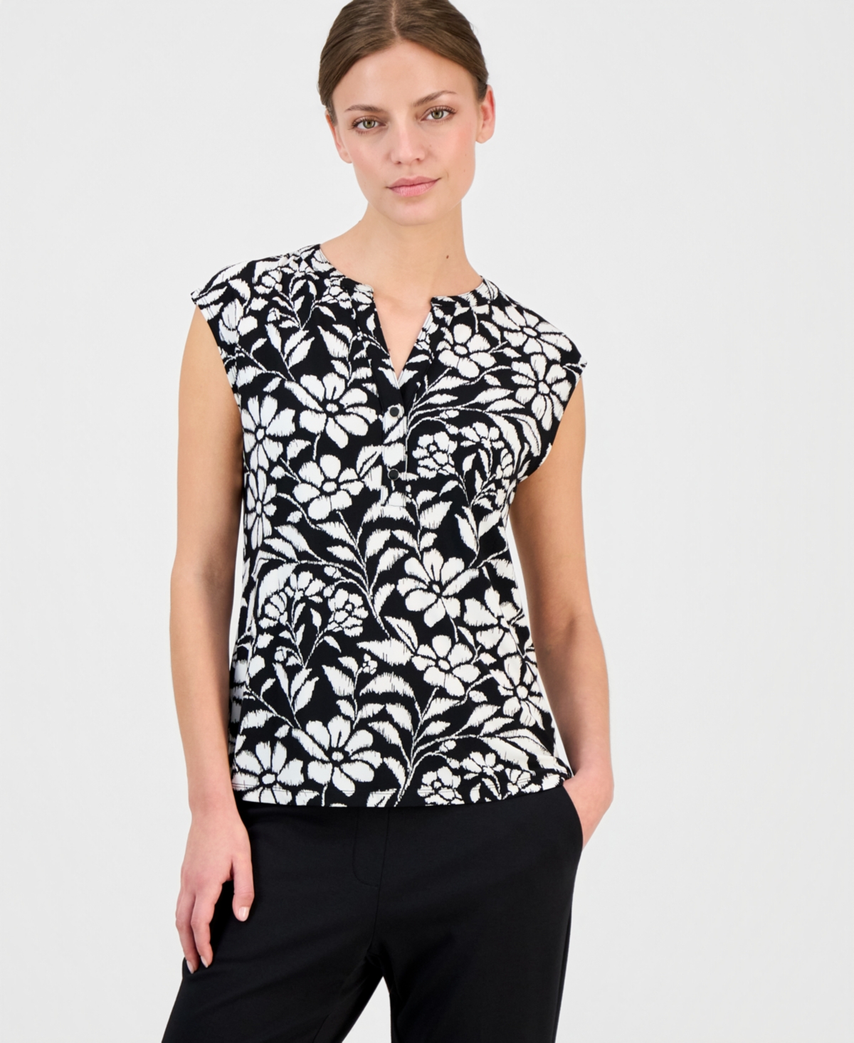 Click here for Anne Klein Essentials Petite Printed Short-Sleeve... prices