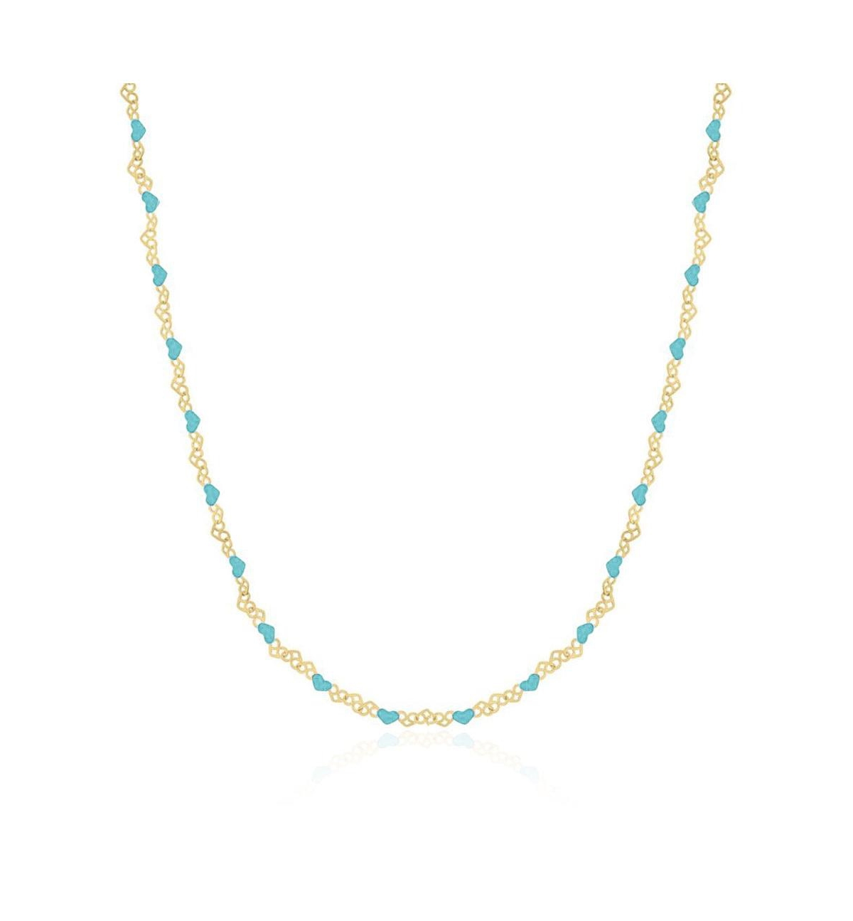 Click here for The Lovery Enamel Heart Link Necklace 14K Gold-Pla... prices