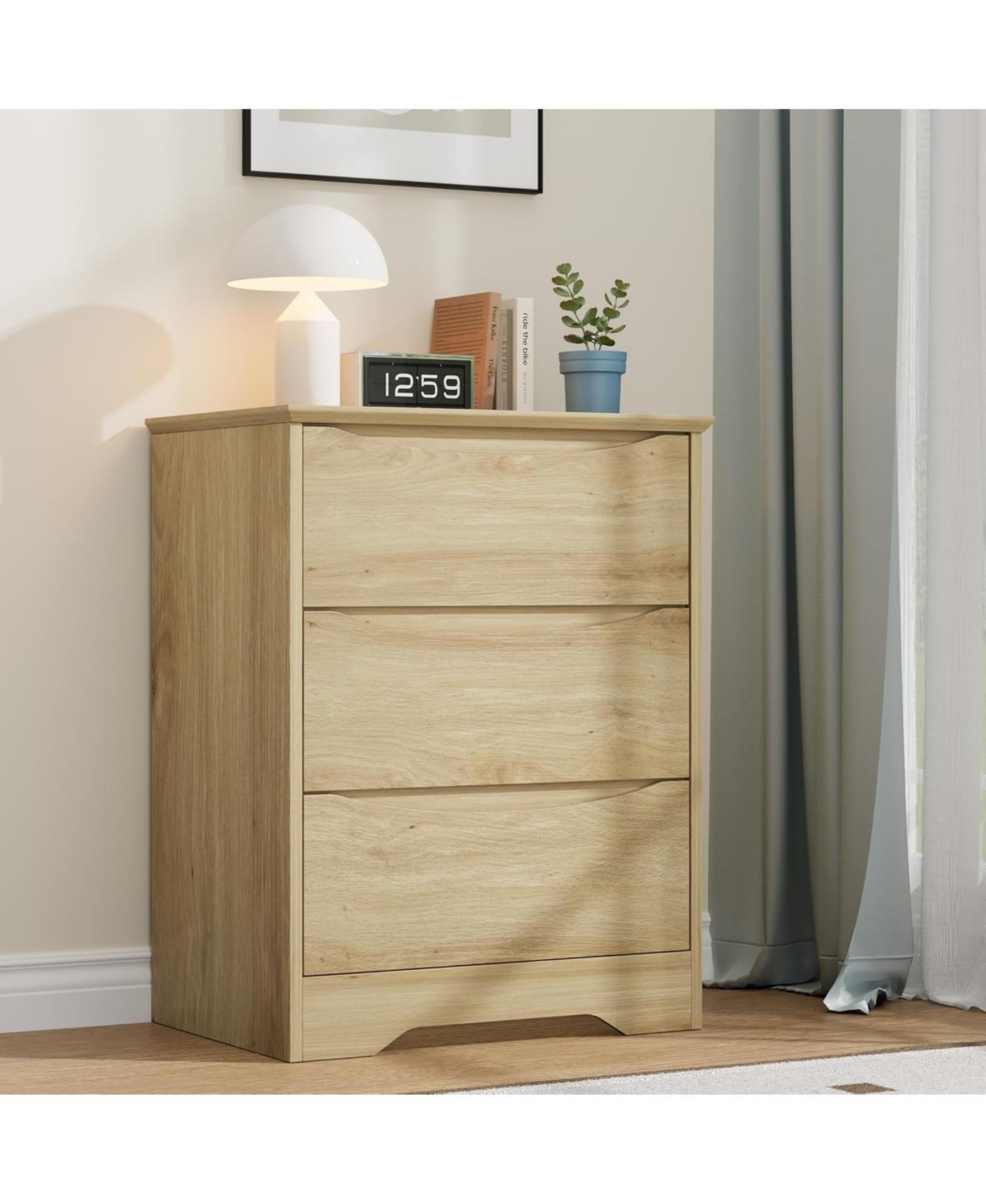 Click here for gaomon Wood Tall Modern 3-Drawer Dresser - natural prices