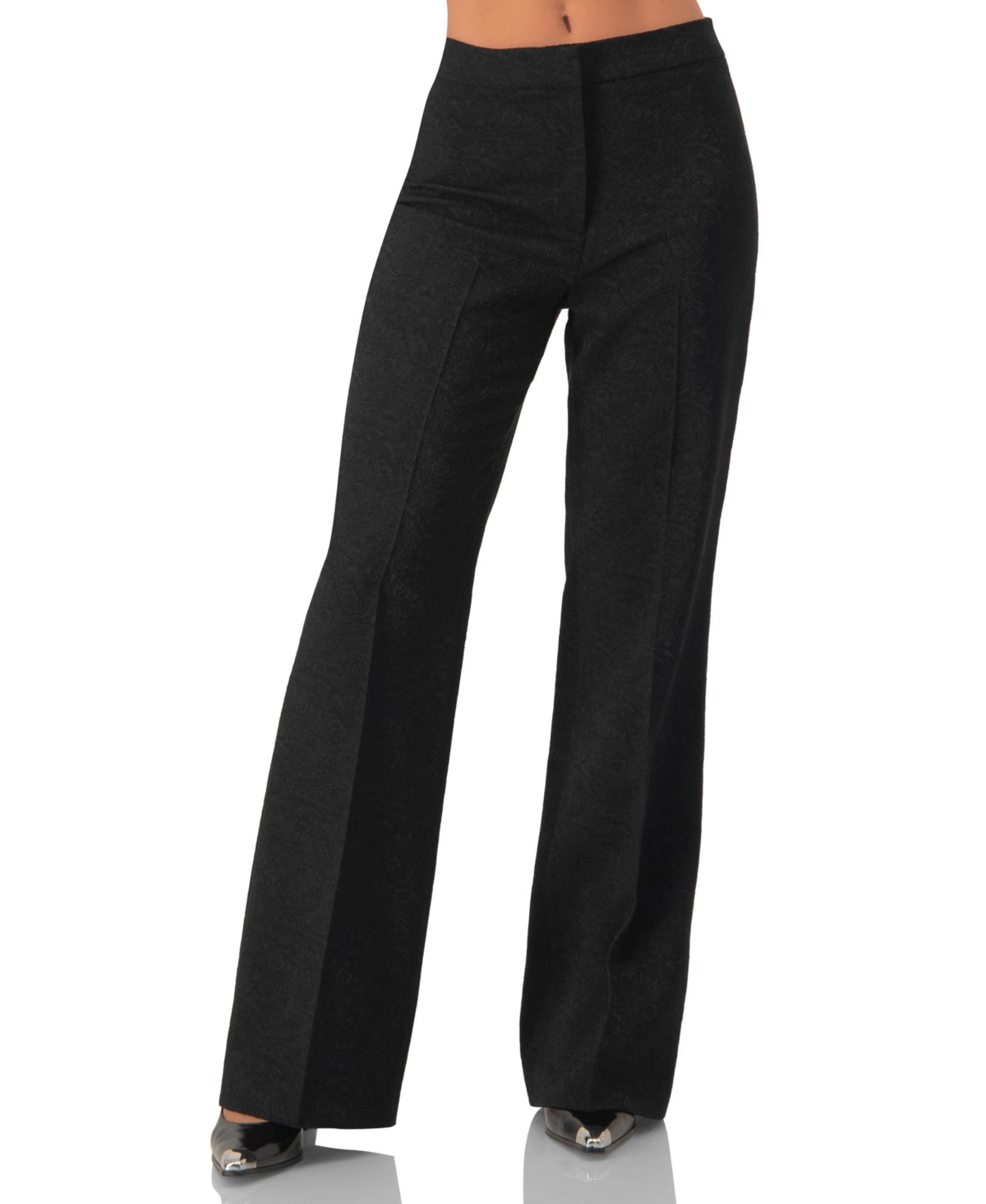 Click here for Ivonne Womens Straight-Leg Pants with Zipper - Bla... prices