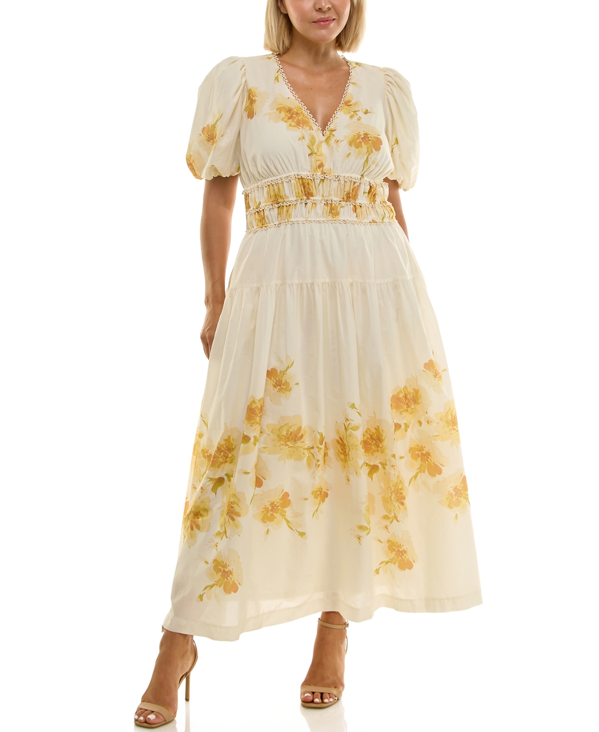 Click here for Taylor Womens Plus Size Puff Sleeve Placement Prin... prices