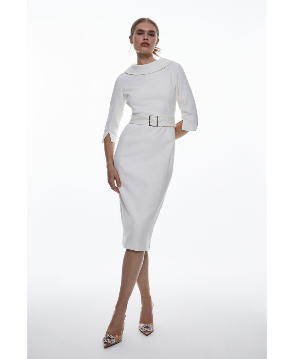 Click here for Karen Millen Womens Crepe Roll Neck Pencil Midi Dr... prices