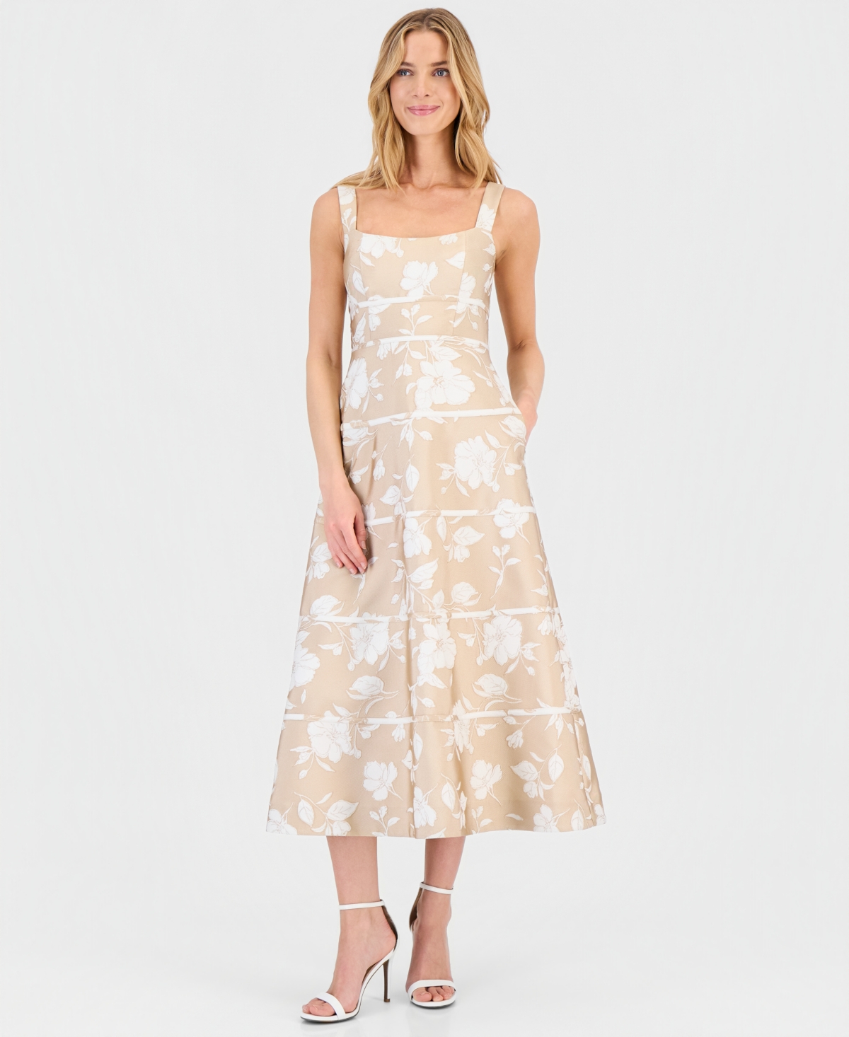 Click here for Anne Klein Womens Contrast-Cording A-Line Midi Dre... prices