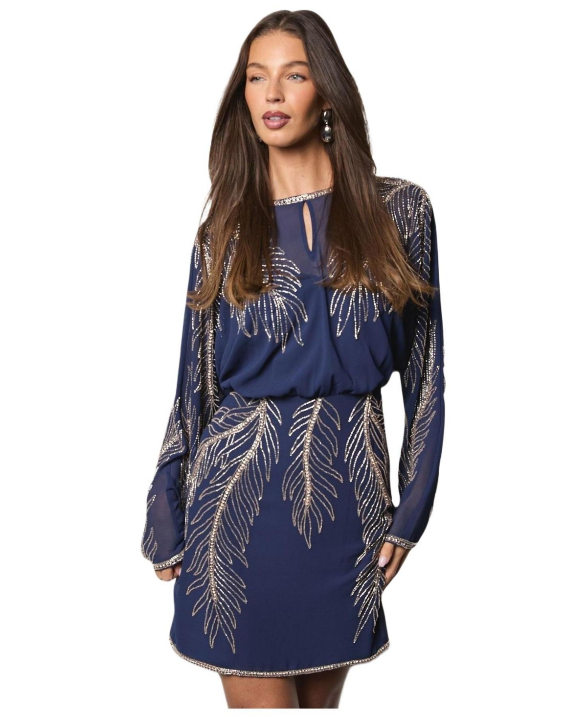 Click here for Coast Womens Feather Embellished Mini Dress - Navy prices