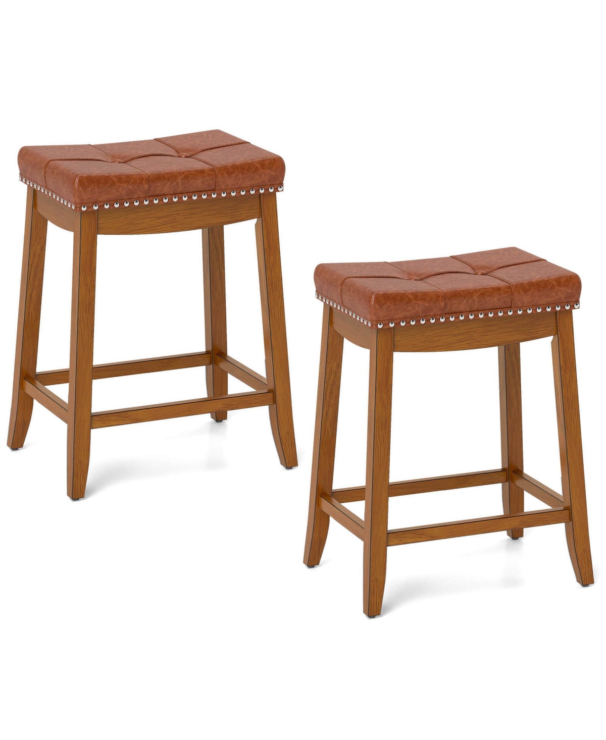 Click here for Saddle Bar Stools Set of 2 with Pu Leather Seat So... prices