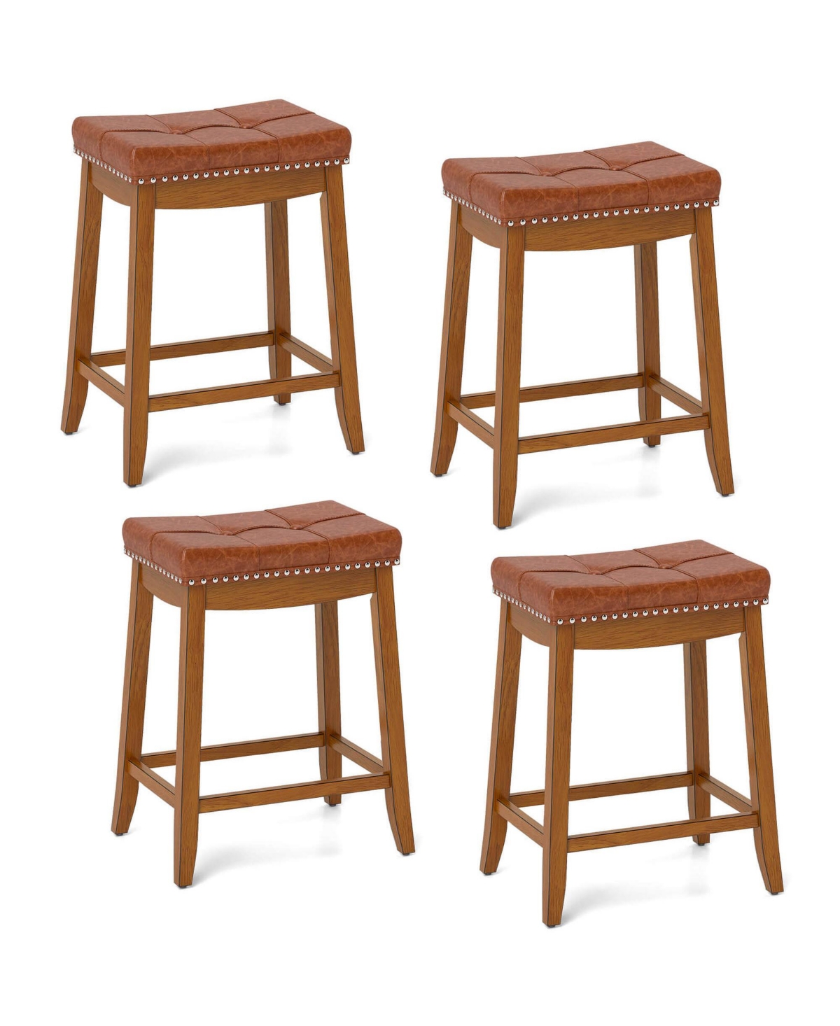 Click here for Saddle Bar Stools Set of 4 with Pu Leather Seat So... prices
