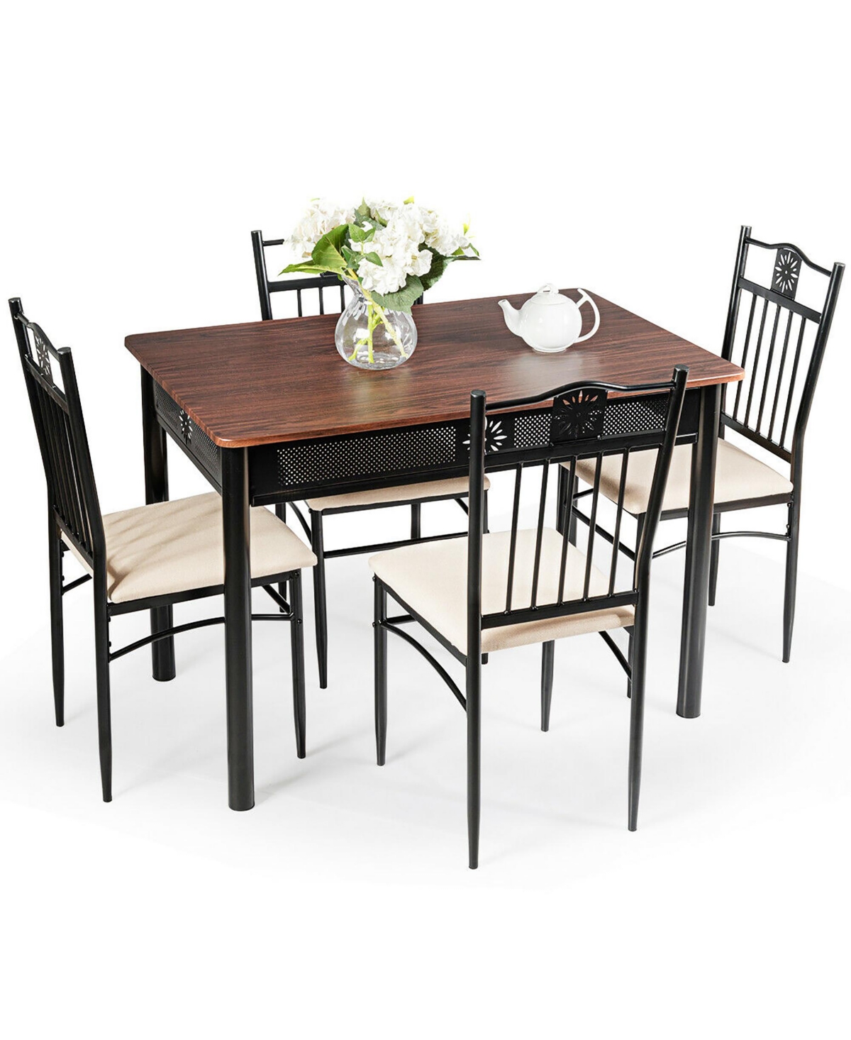 Click here for 5 Piece Dining Set Wood Metal Table and 4 Chairs K... prices
