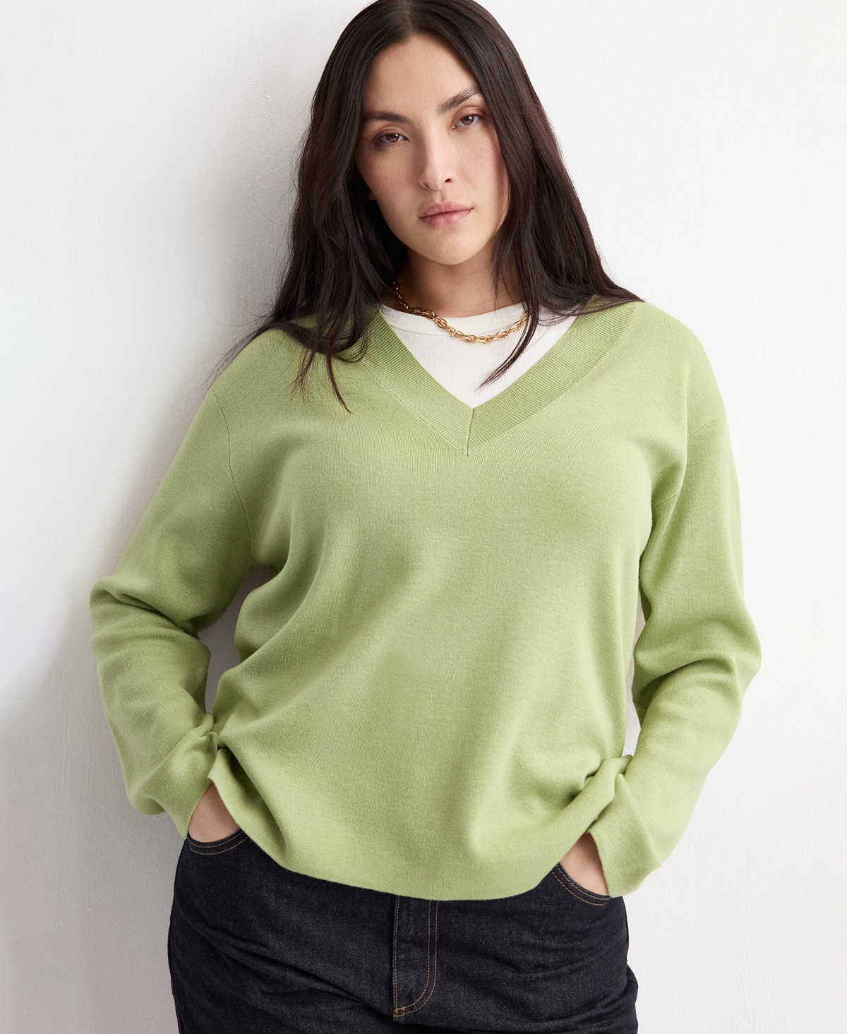 Click here for Mango Womens V-Neck Knit Sweater - Green prices