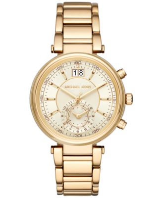 Michael Kors Women's Chronograph Sawyer Gold-Tone Stainless Steel ...