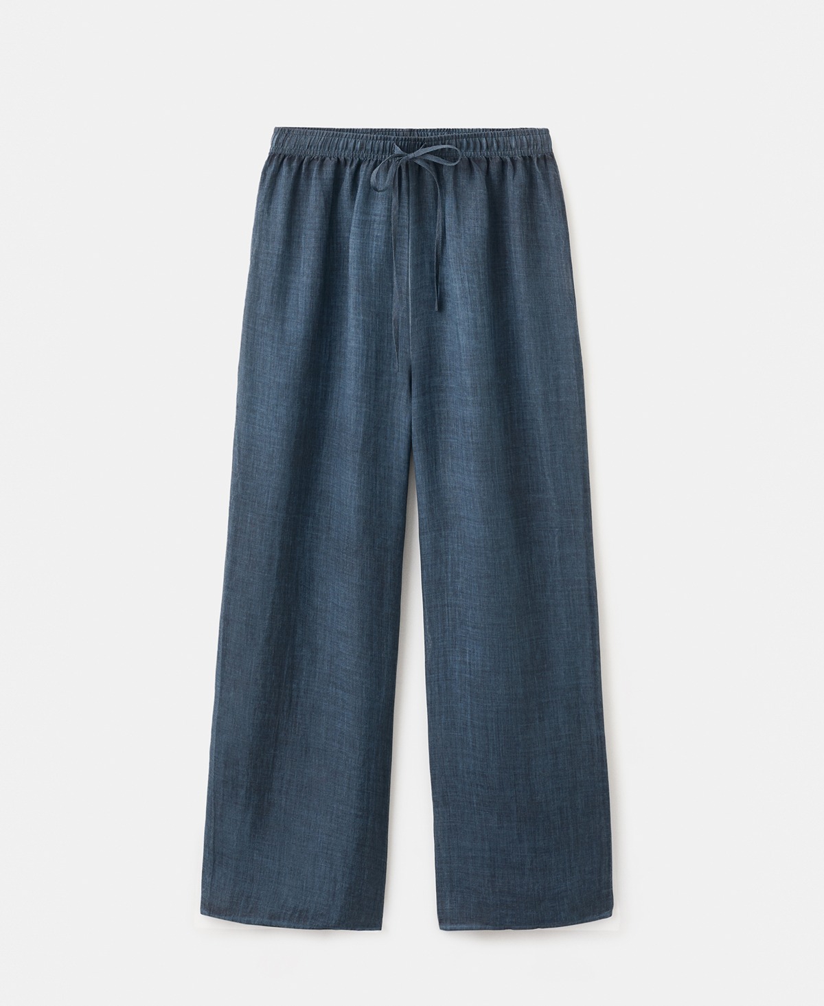 Click here for Mango Womens Overdyed Effect Ramie Pants - Ink Blu... prices