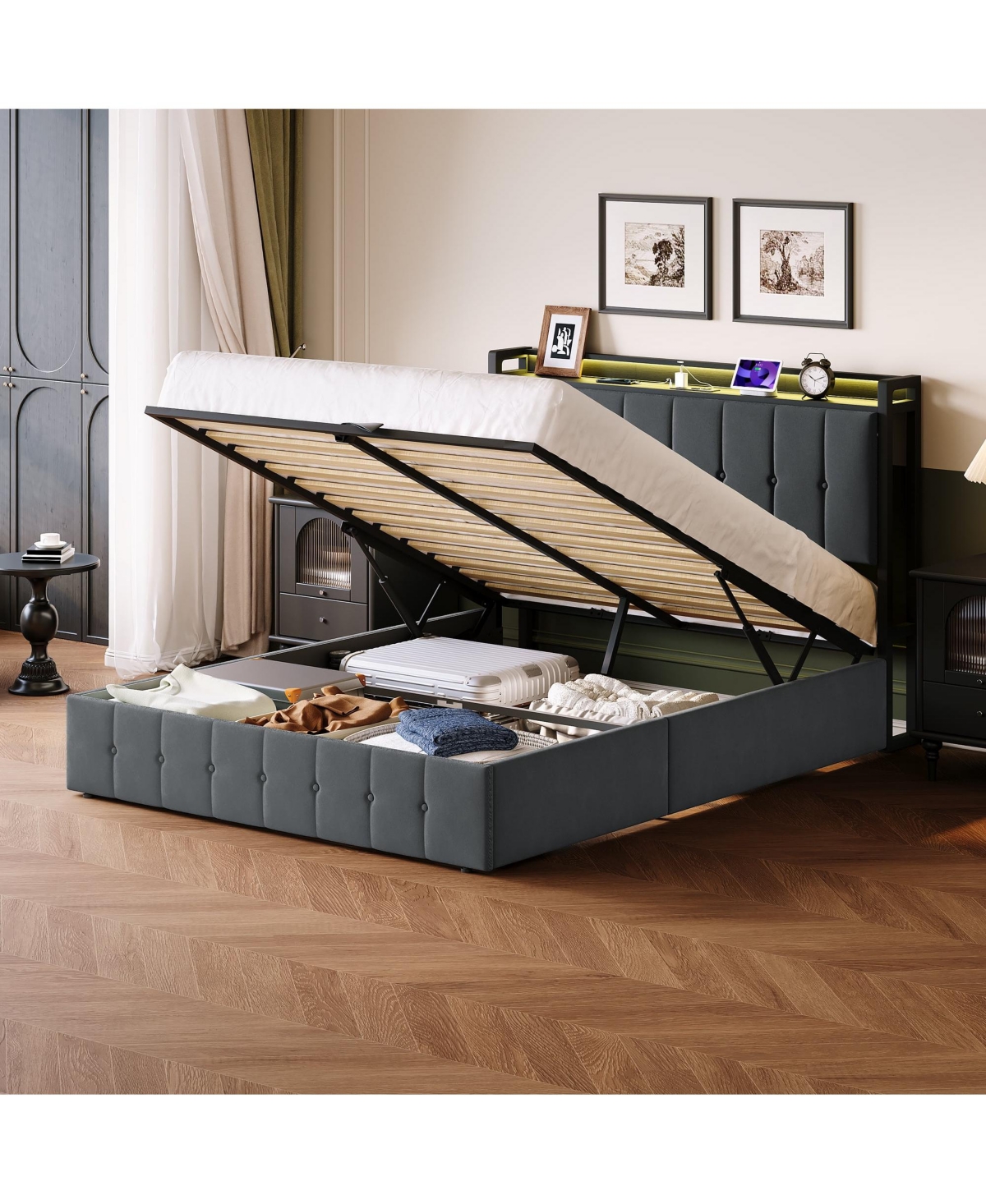 Click here for gaomon Lift Up Bed Frame with Charging Station & L... prices