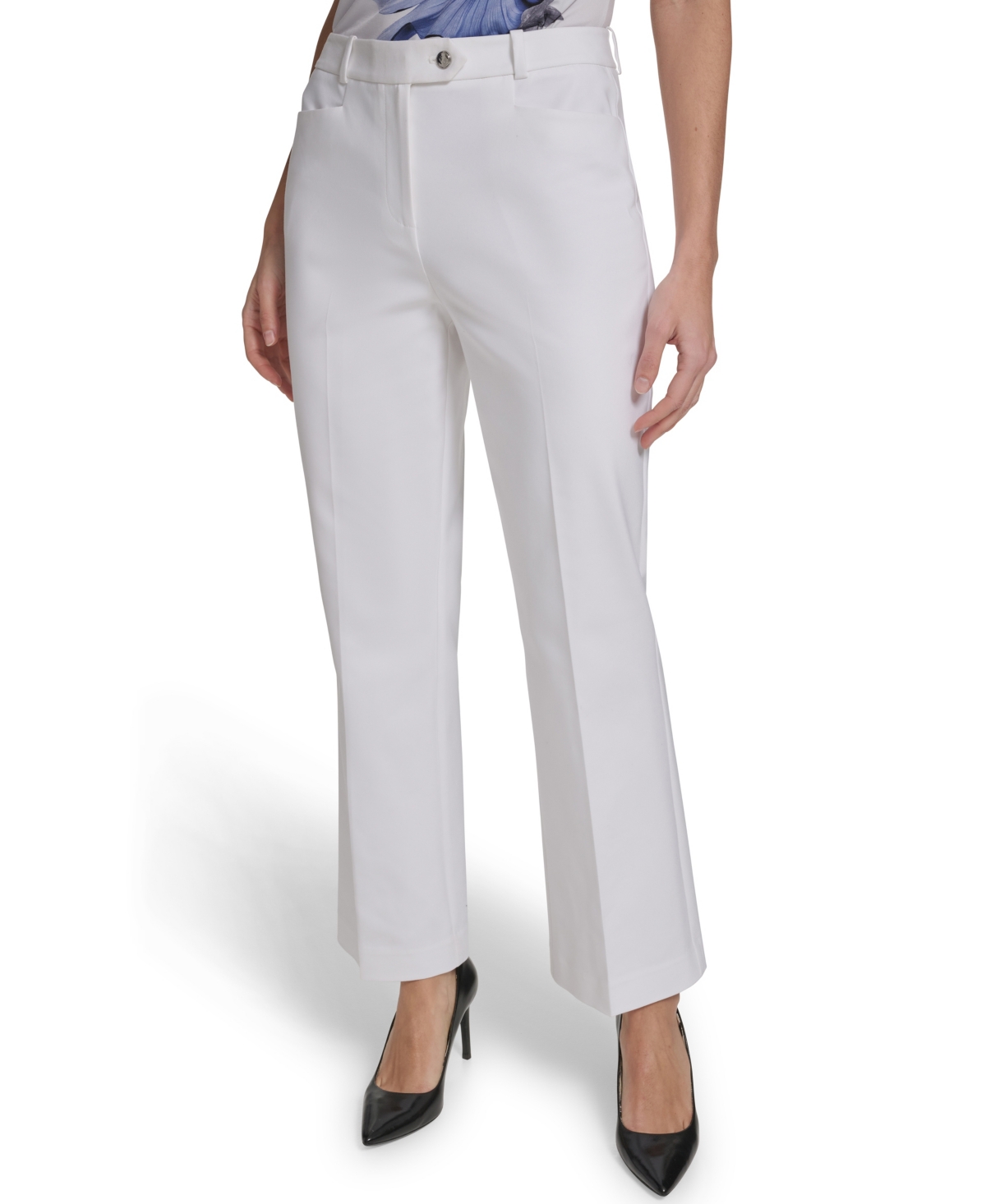 Click here for Calvin Klein Petite Mid-Rise Zip Closure Straight-... prices