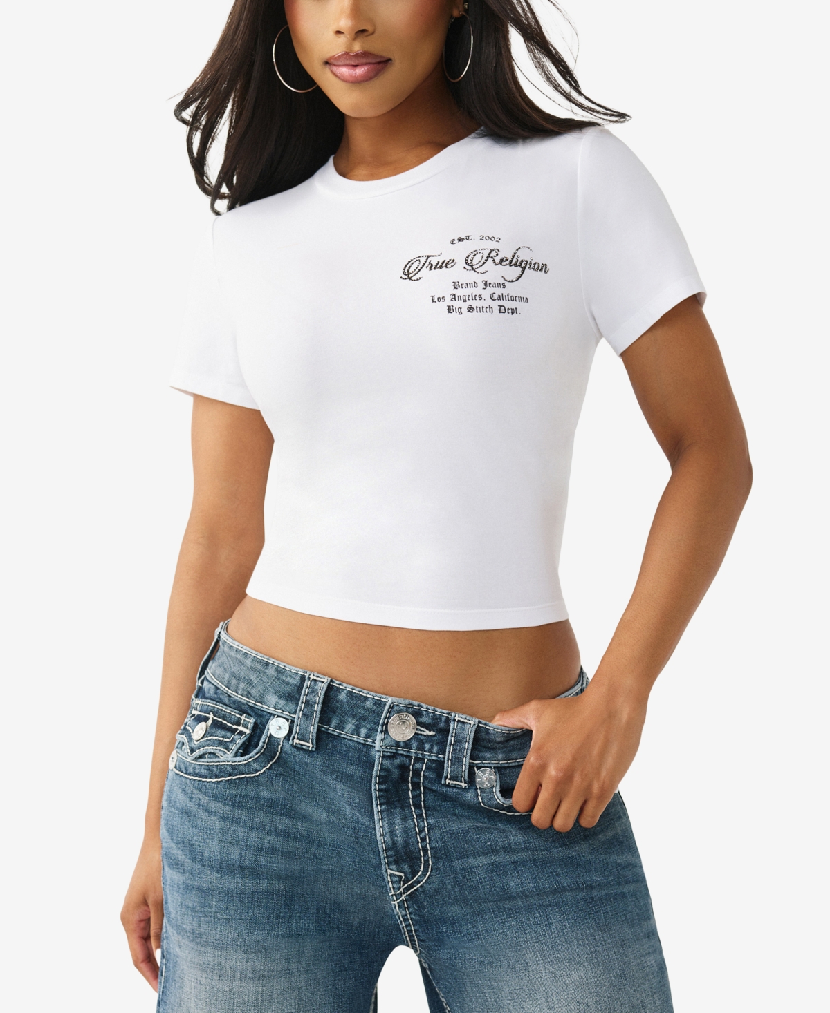 Click here for True Religion Womens Crystal Buddha Baby T-Shirt -... prices