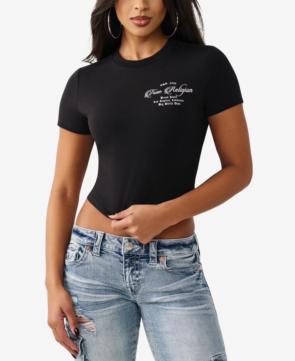 Click here for True Religion Womens Crystal Buddha Baby T-Shirt -... prices