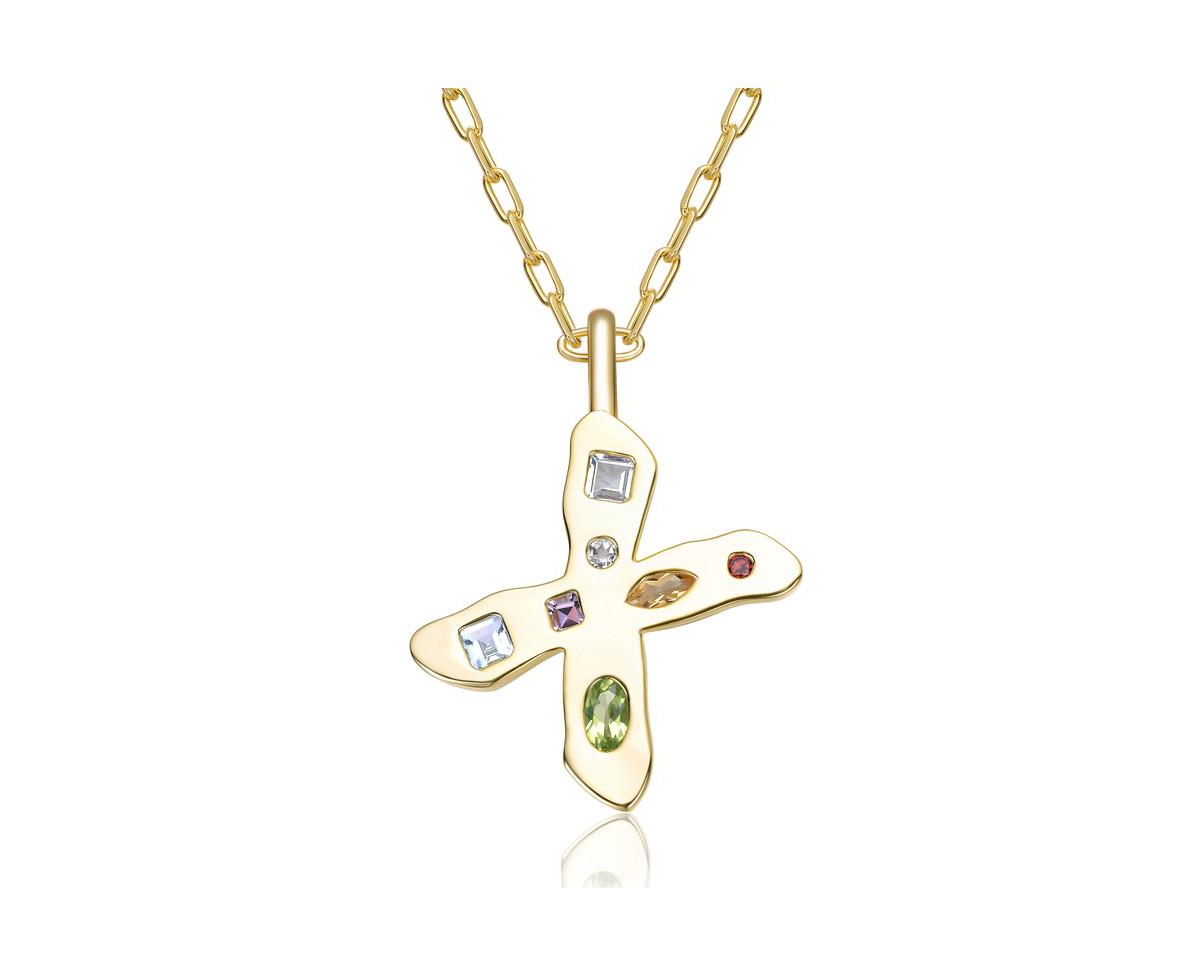 Click here for Genevive Unique 14K Gold Plated Multifaceted Cz In... prices