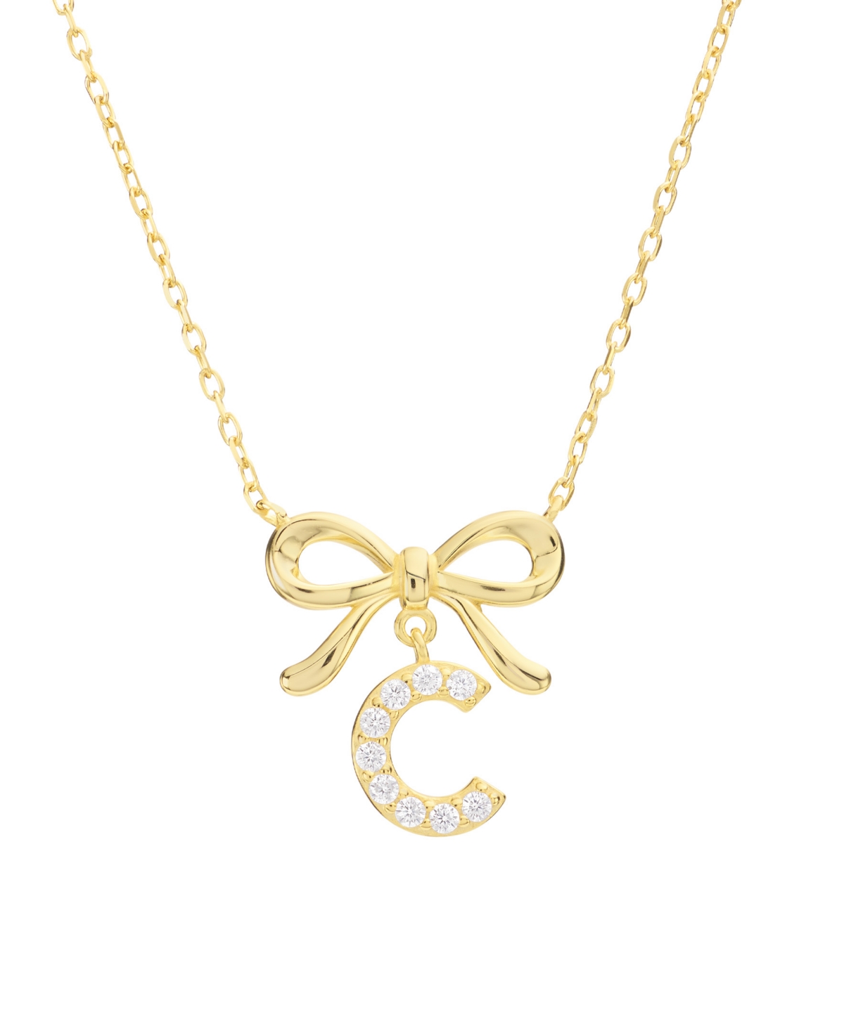 Click here for Macys Gold Plated Bow Initial Necklaces - Gold - C prices