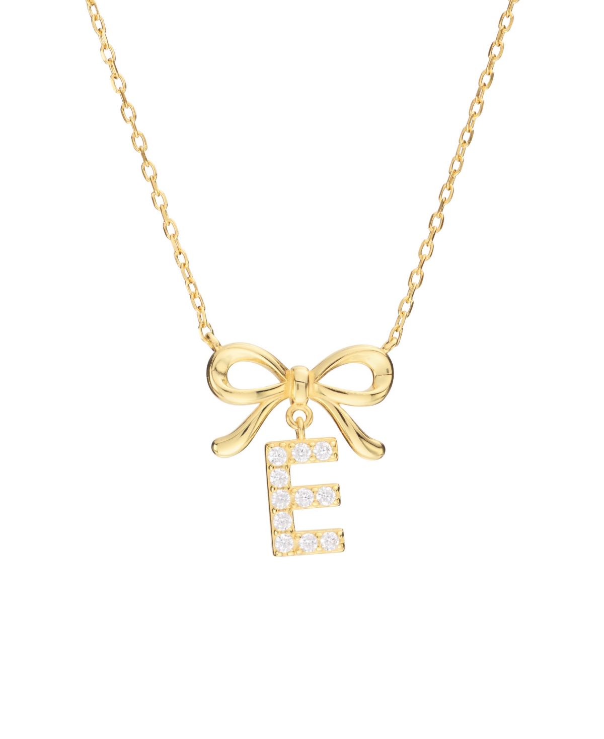 Click here for Macys Gold Plated Bow Initial Necklaces - Gold - E prices