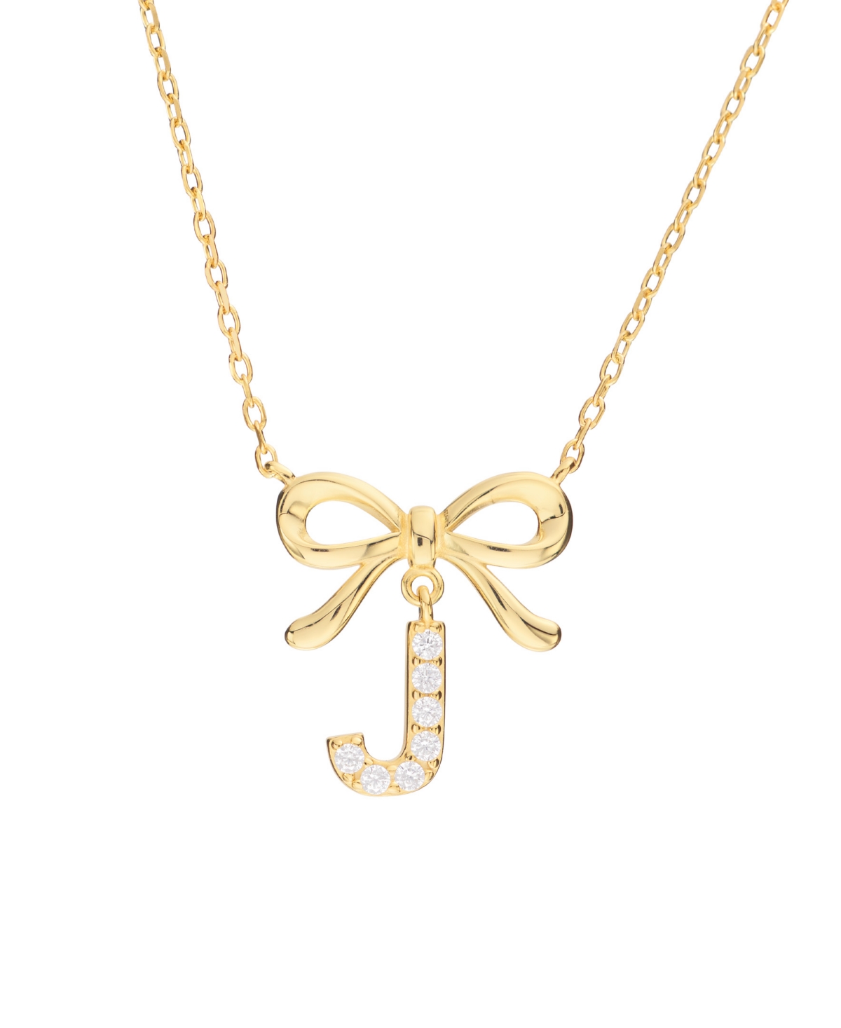 Click here for Macys Gold Plated Bow Initial Necklaces - Gold - J prices
