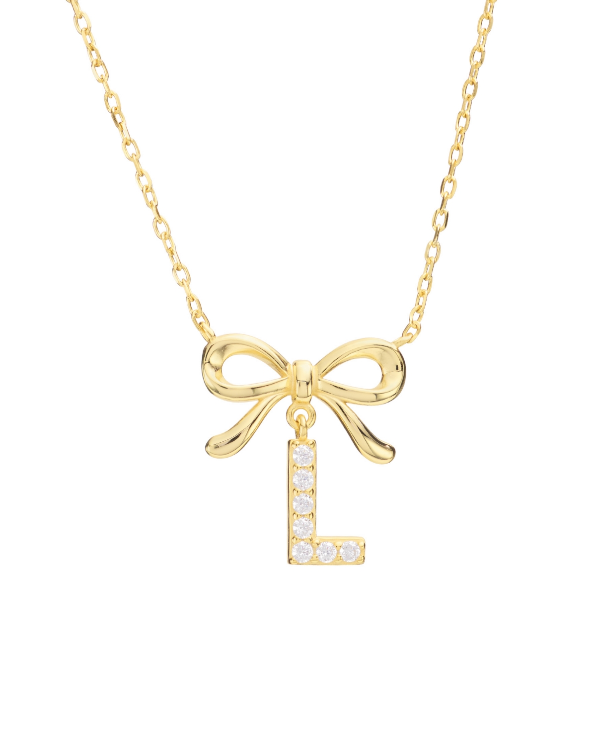 Click here for Macys Gold Plated Bow Initial Necklaces - Gold - L prices
