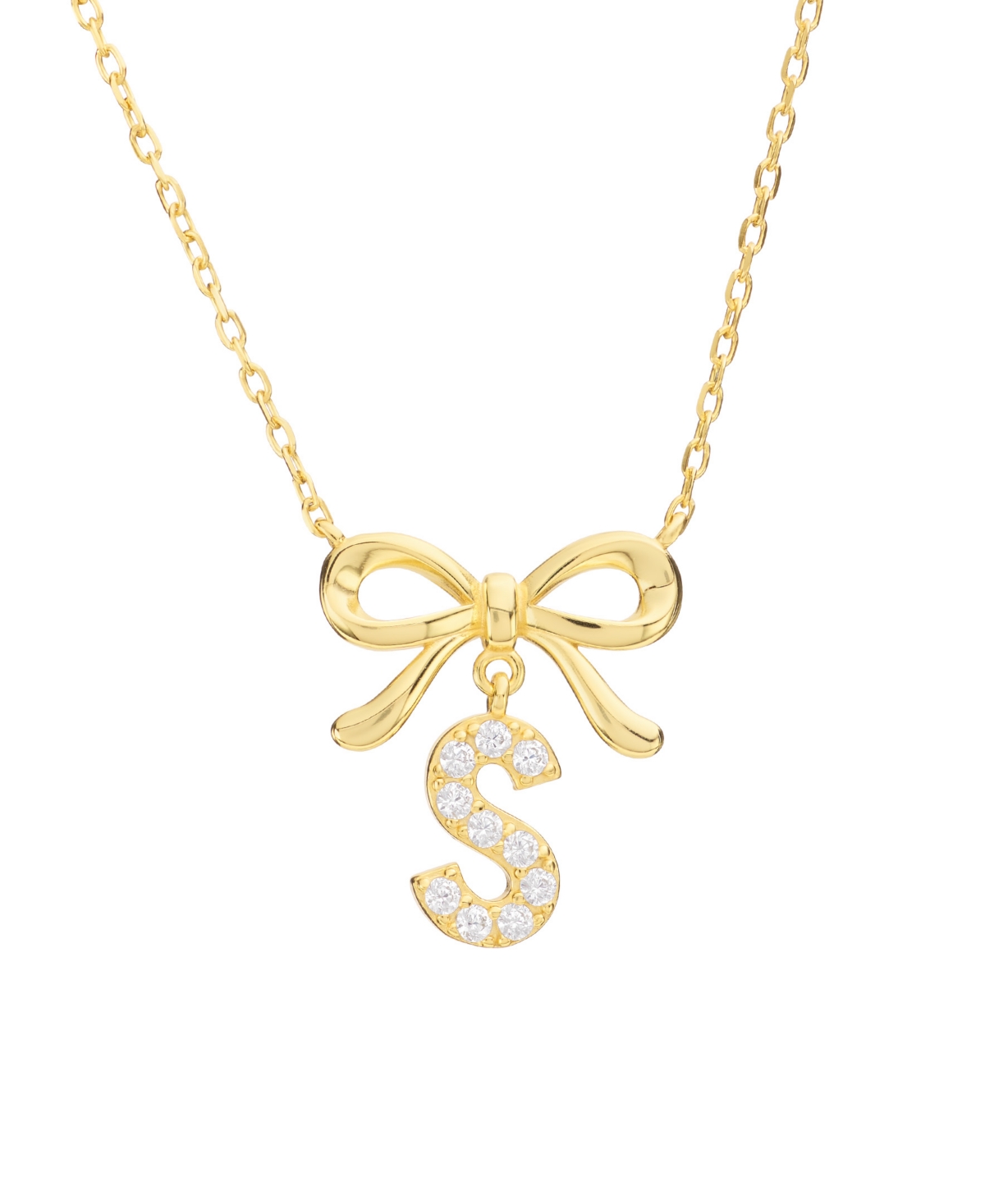 Click here for Macys Gold Plated Bow Initial Necklaces - Gold - S prices