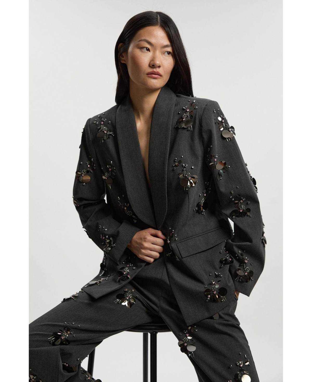 Click here for Karen Millen Womens Embellished Single-Breasted Bl... prices