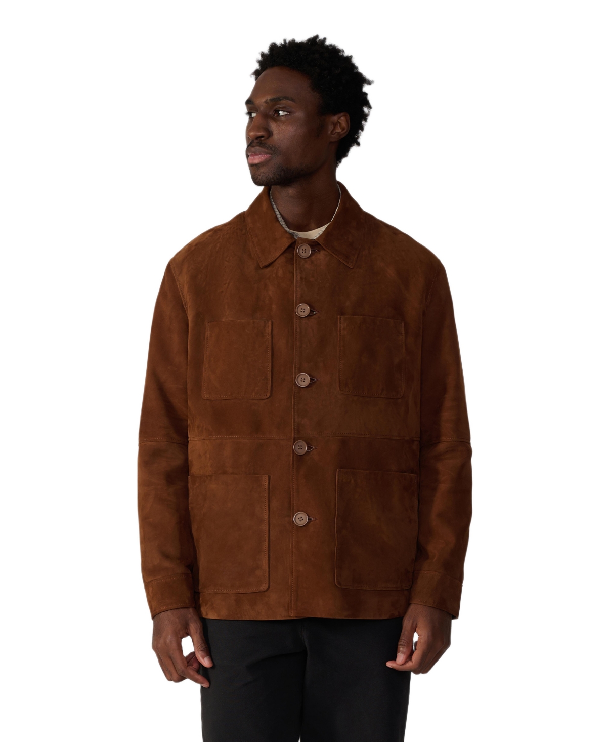 Click here for Furniq Uk Mens Suede Jacket - Chestnut prices