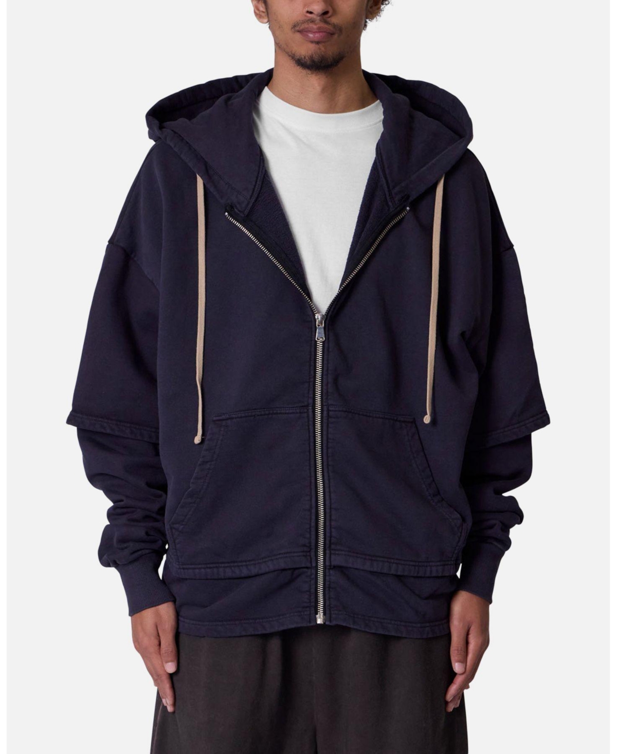 Click here for mnml Mens Double Layer Zipper Sweater - Black prices