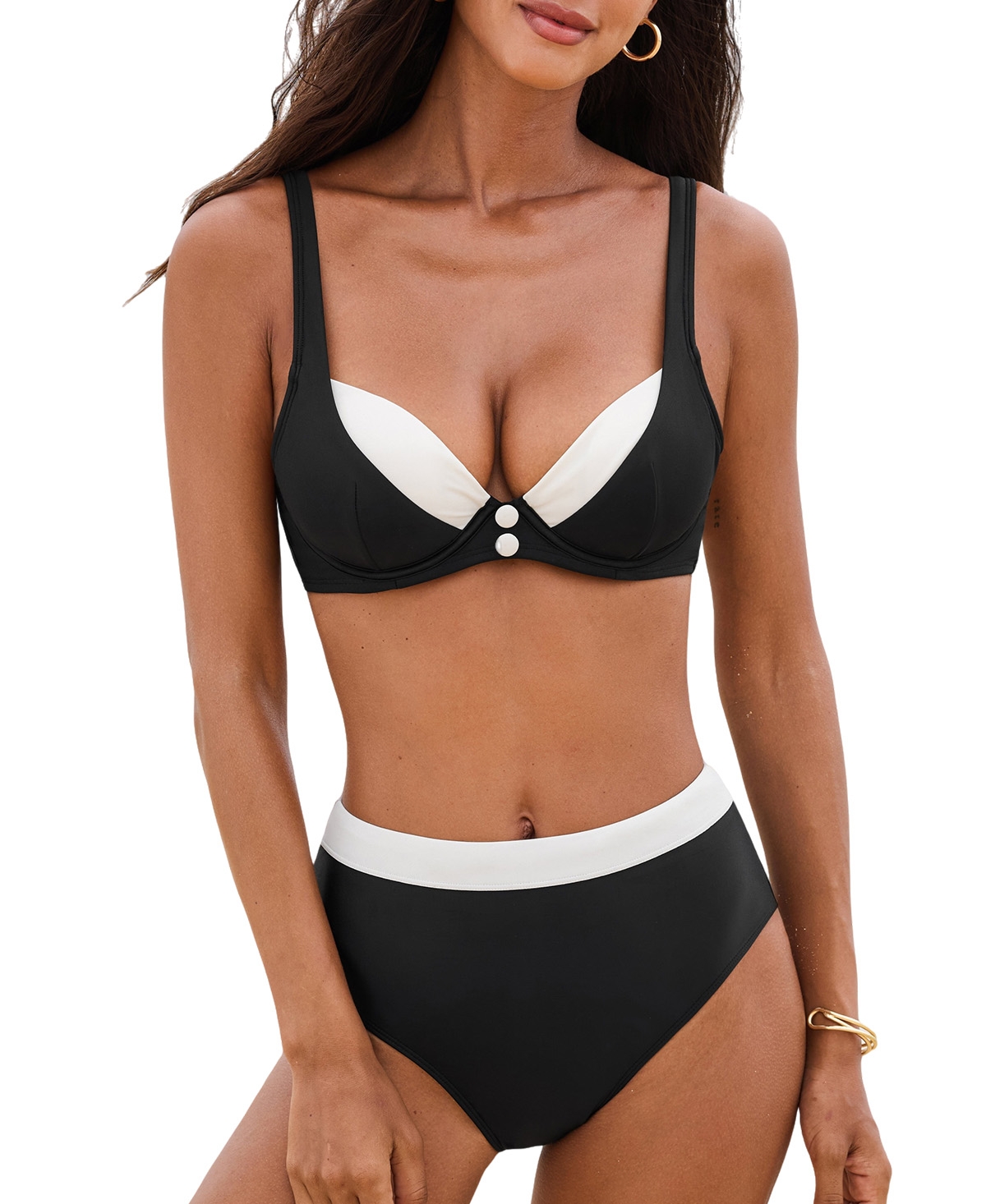Click here for Cupshe Womens V-Neck Adjustable Straps Bikini Set... prices