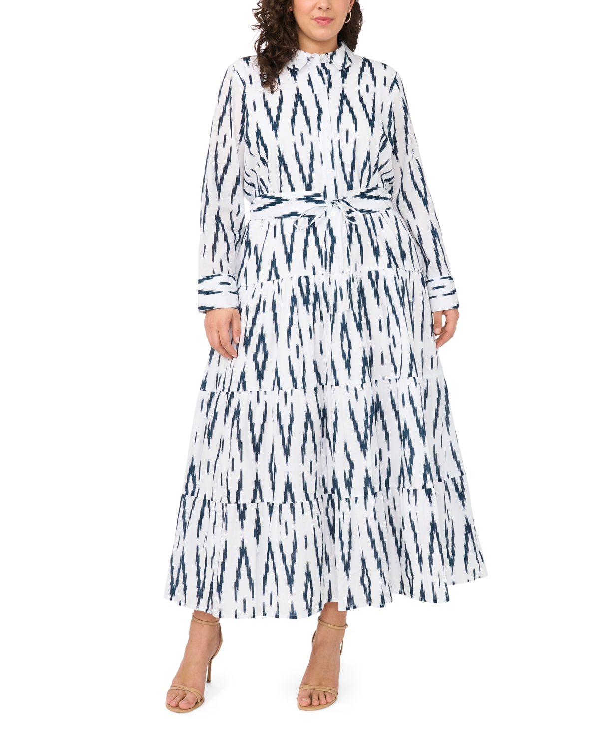 Click here for Msk Plus Size Tie-Waist Collared Neck Maxi Dress -... prices