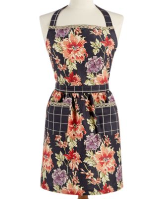 Martha Stewart Collection Dark Ground Floral-Print Apron, Created for ...