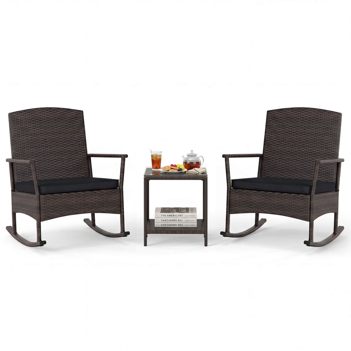 Click here for 3 Piece Patio Rocking Set Wicker Rocking Chairs wi... prices