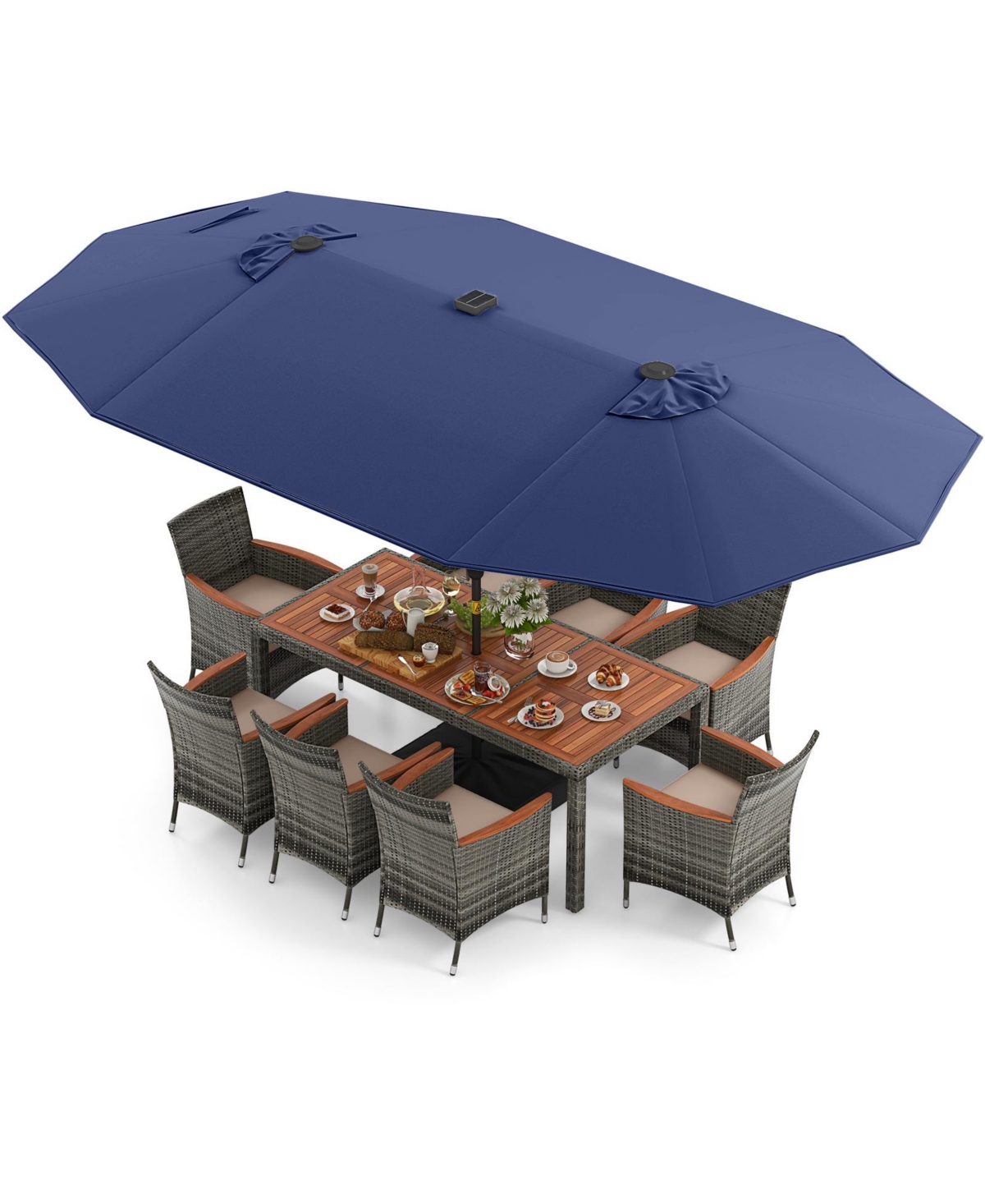 Click here for 11 Pieces Patio Dining Set with 15 Feet Double-Sid... prices