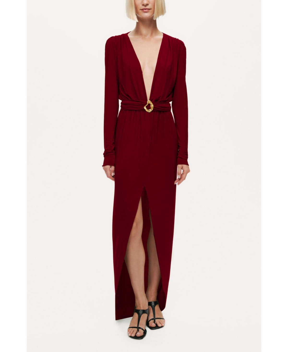 Click here for Nocturne Womens Deep Plunge Belted Jersey Maxi Dre... prices