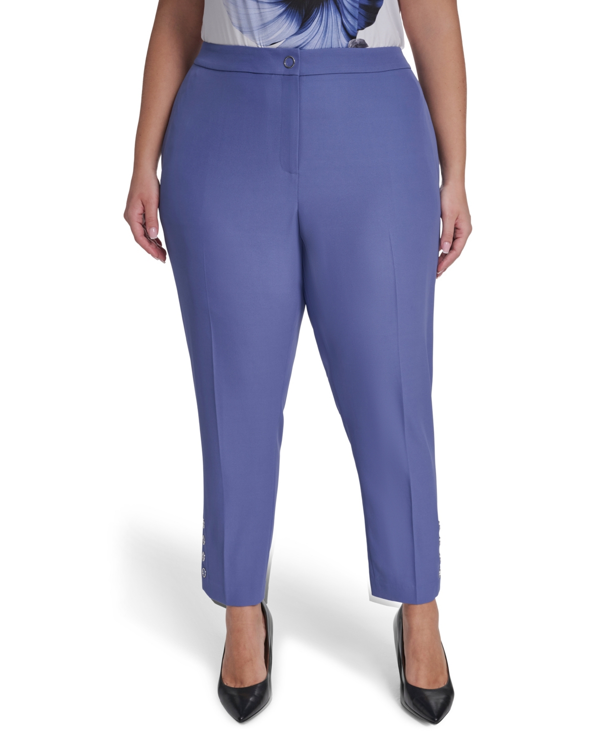 Click here for Calvin Klein Plus Size Mid Rise Slim Leg Pants - F... prices