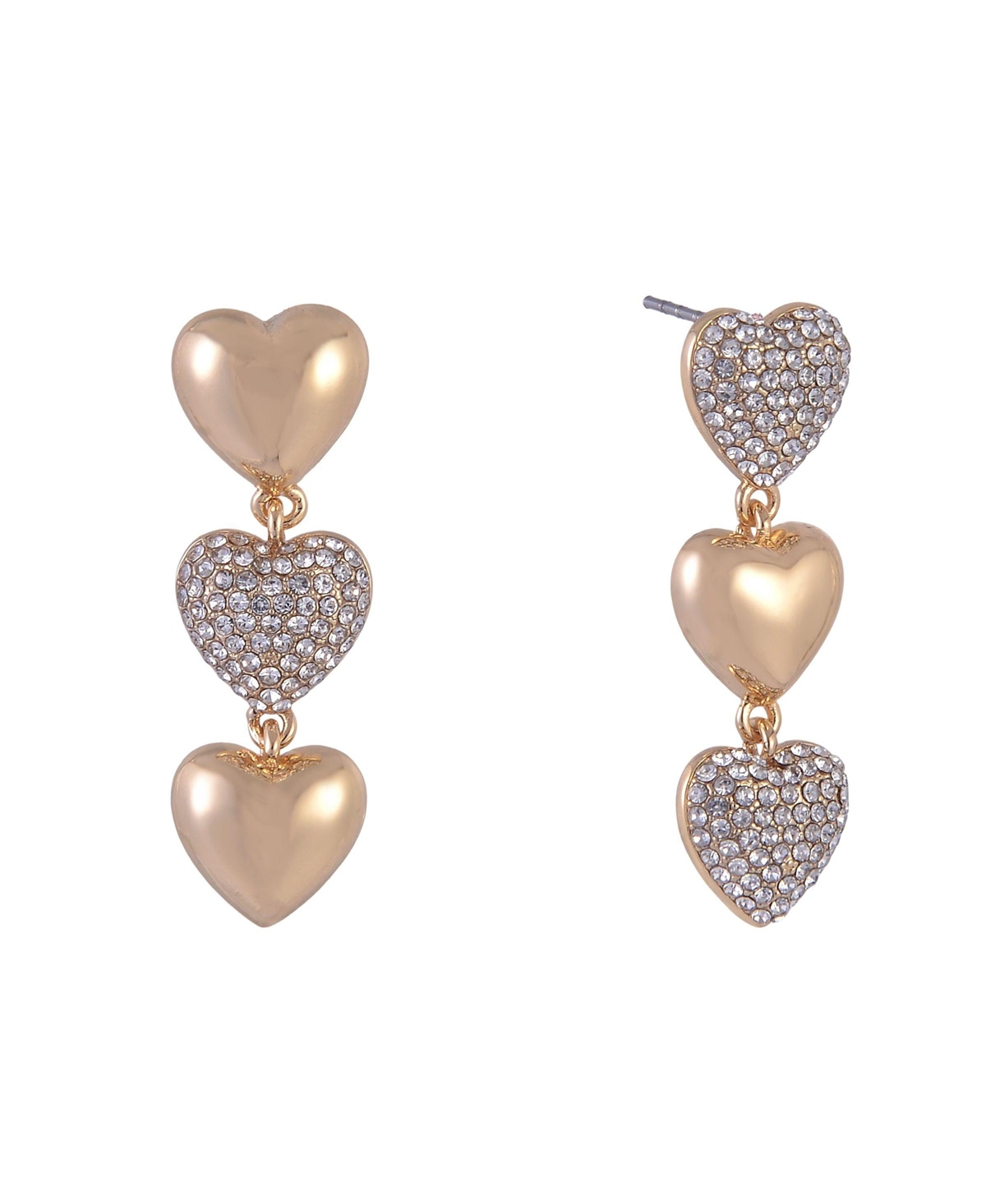 Click here for Hallmark Linear Gold Tone Heart Earrings with Pave... prices