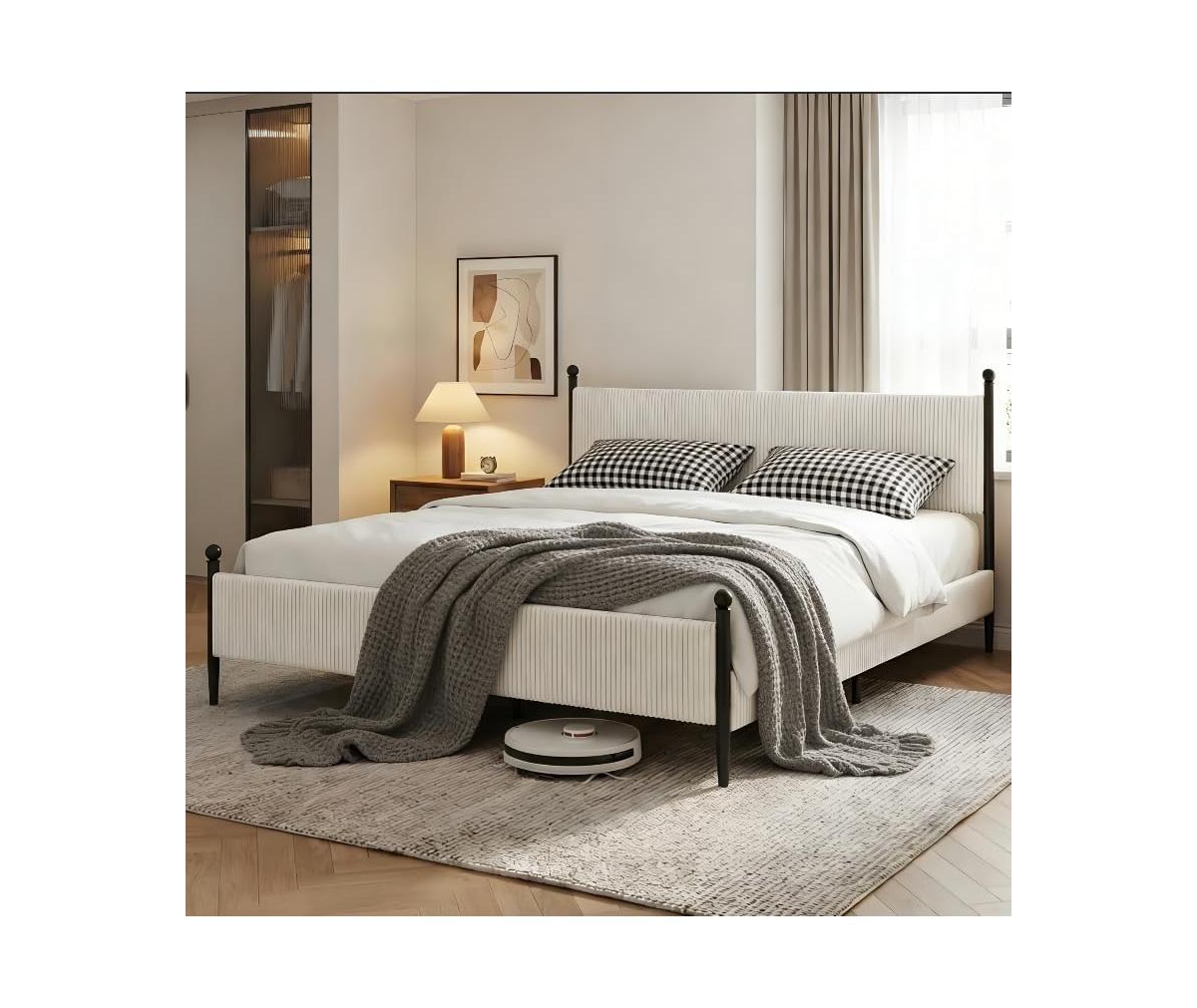 Click here for gaomon Bed Frame - with Vertical Stripes headboard... prices