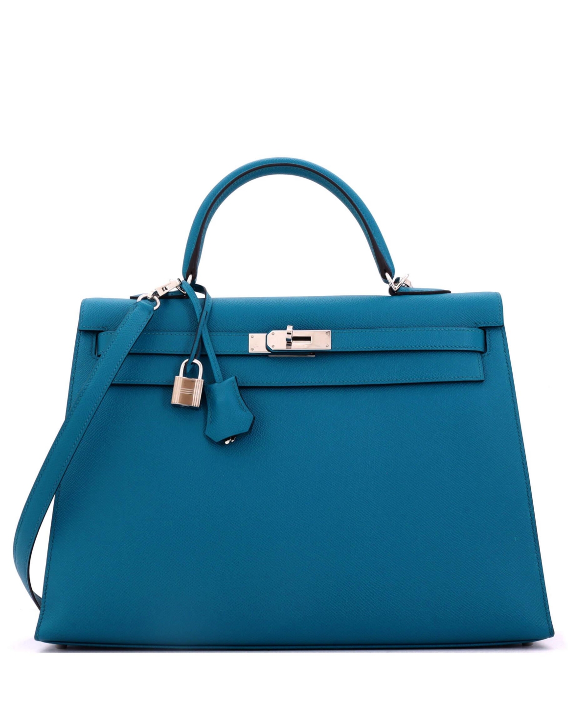 Click here for Pre-Owned HERMES Kelly 35 Handbag Blue Epsom with... prices