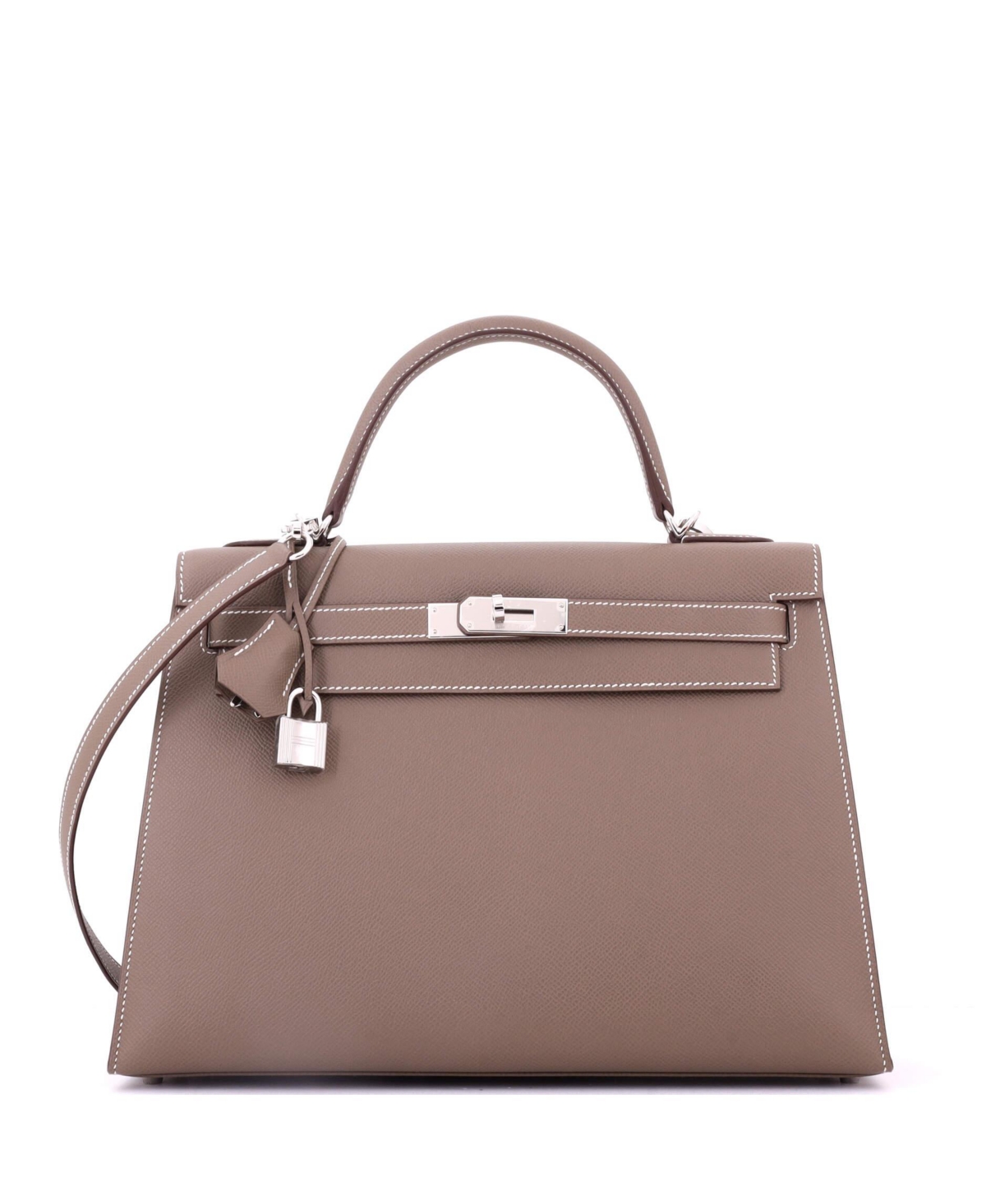 Click here for Pre-Owned HERMES Kelly 32 Handbag Grey Epsom with... prices