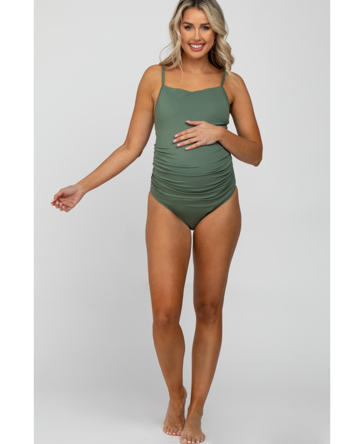 Click here for Pinkblush Maternity Smocked One-Piece Swimsuit - O... prices