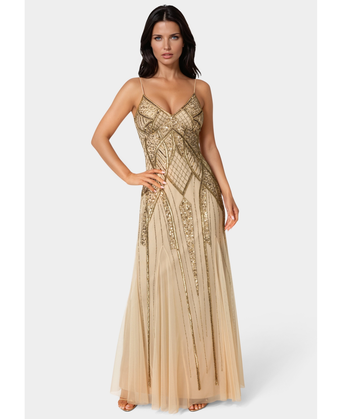 Click here for Bebe Womens Beaded Gown - Nude prices