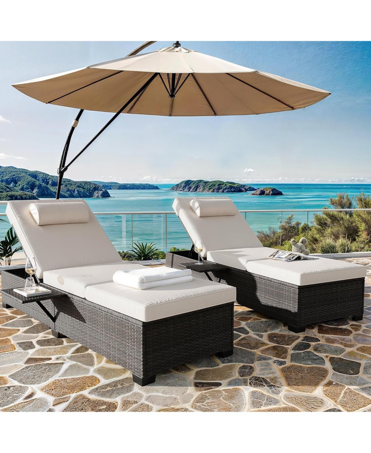 Click here for gaomon Outdoor Chaise Lounge Set of 2  5-Position... prices