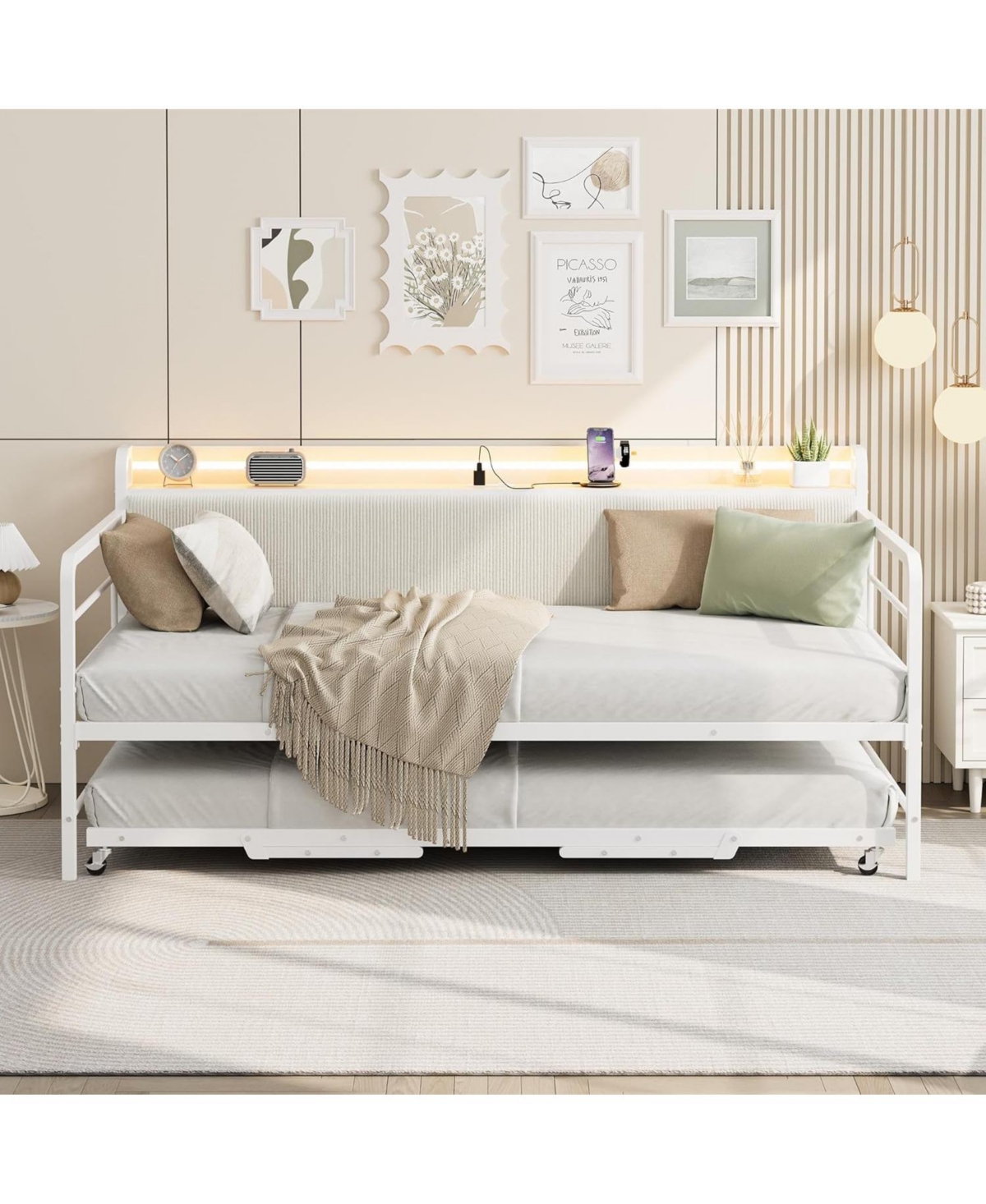Click here for gaomon Daybed with Trundle and Led Light  Sturdy M... prices