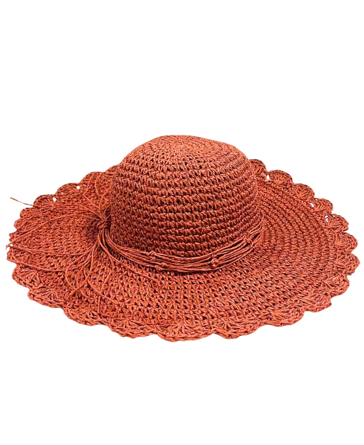 Click here for Marcus Adler Scalloped Straw Sun Hat - Rust prices