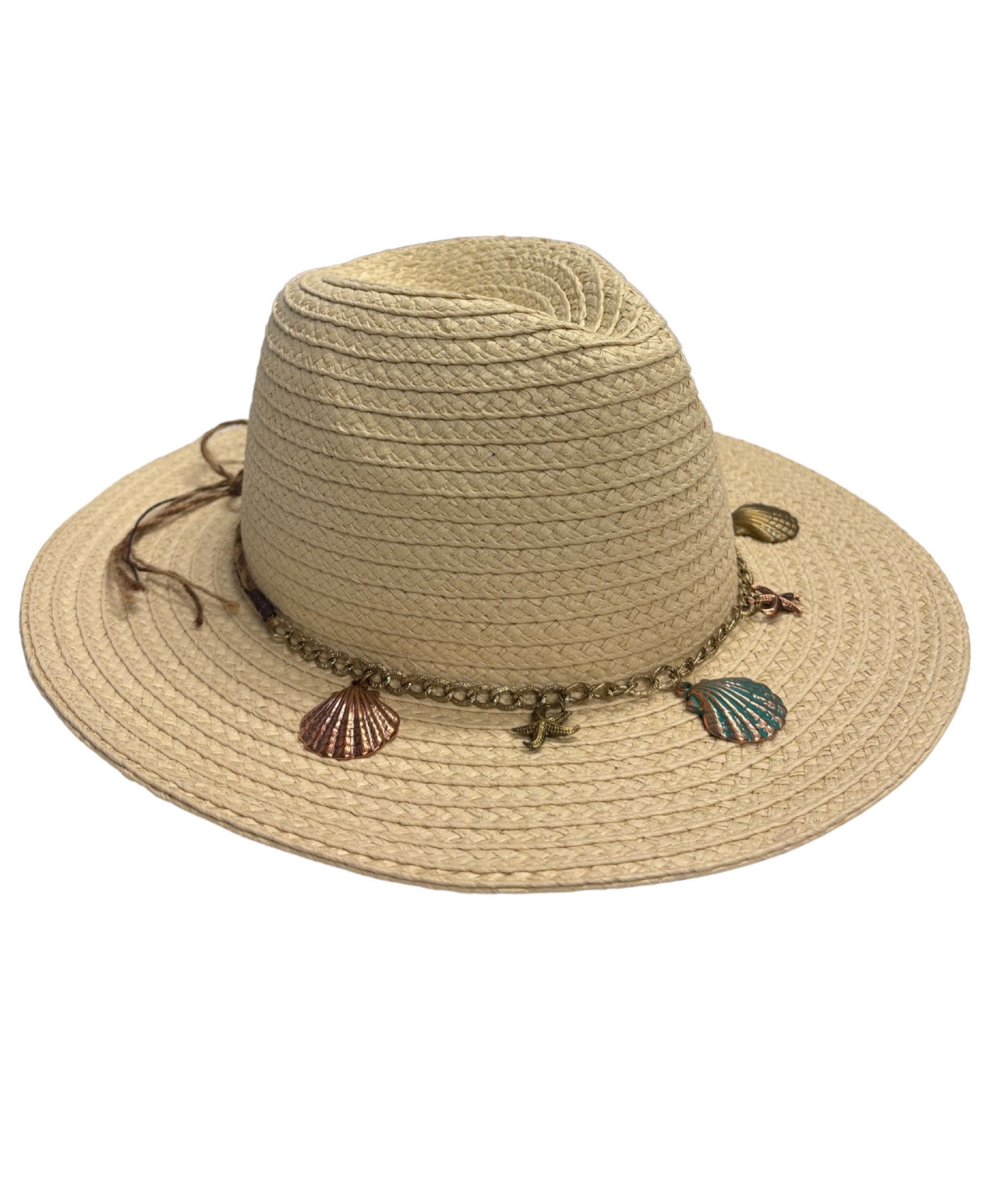Click here for Marcus Adler Straw Shell Trim Panama Hat - Natural prices