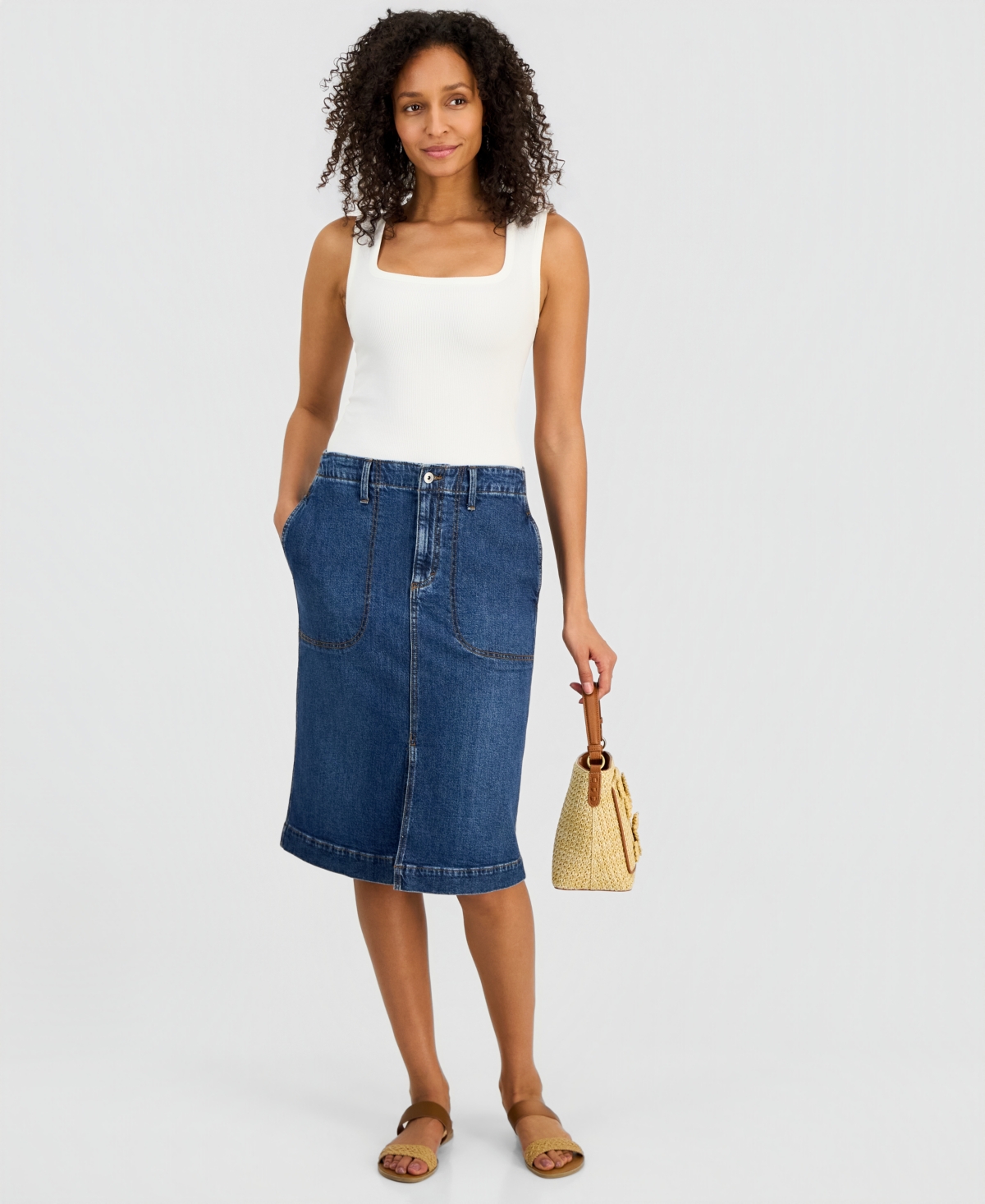 Click here for Style & Co Womens High-Rise Denim Skirt  Macys Exc... prices