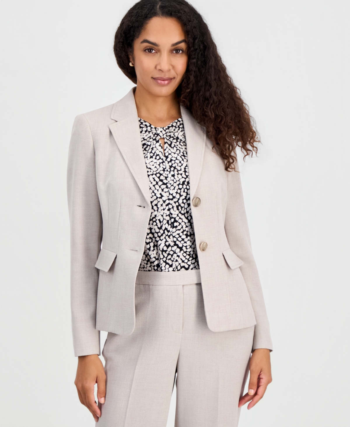 Click here for Kasper Petite Notch Collar Two Button Jacket - Sum... prices