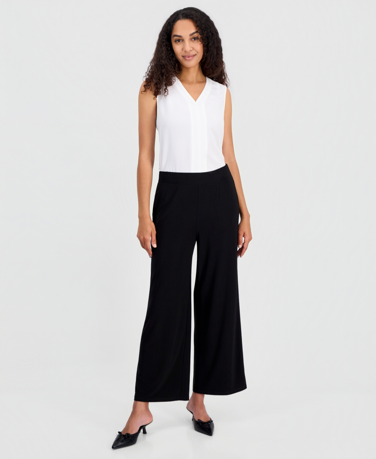 Click here for Kasper Womens Pull-On Wide-Leg Pants - Black prices