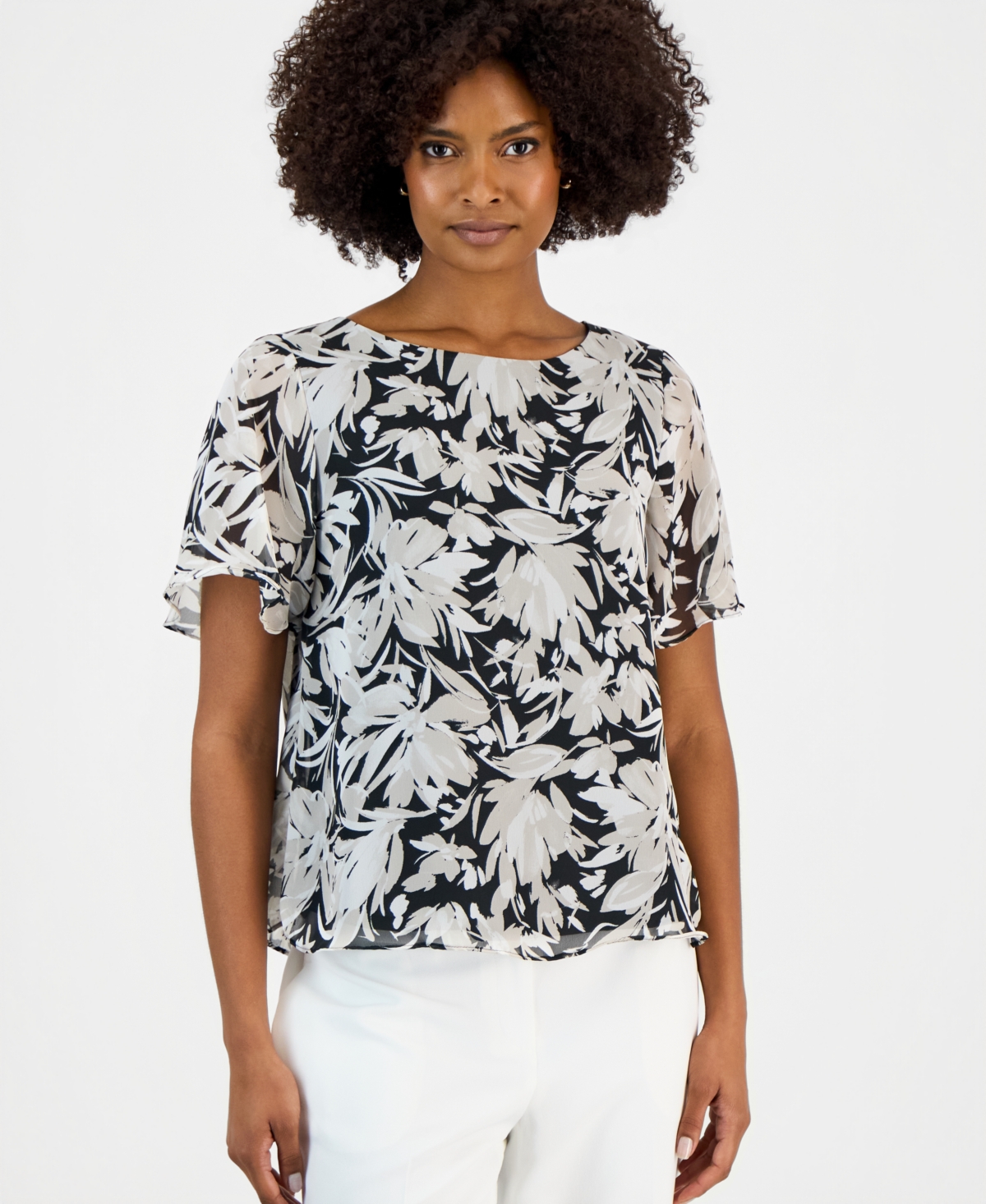 Click here for Kasper Womens Printed Short-Sleeve Top - Summer St... prices