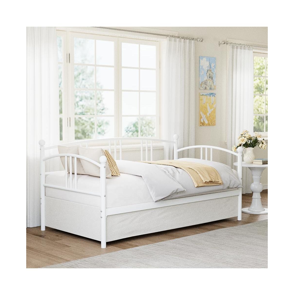 Click here for gaomon Daybed  Metal Sofa Bed Frame with Steel Sla... prices